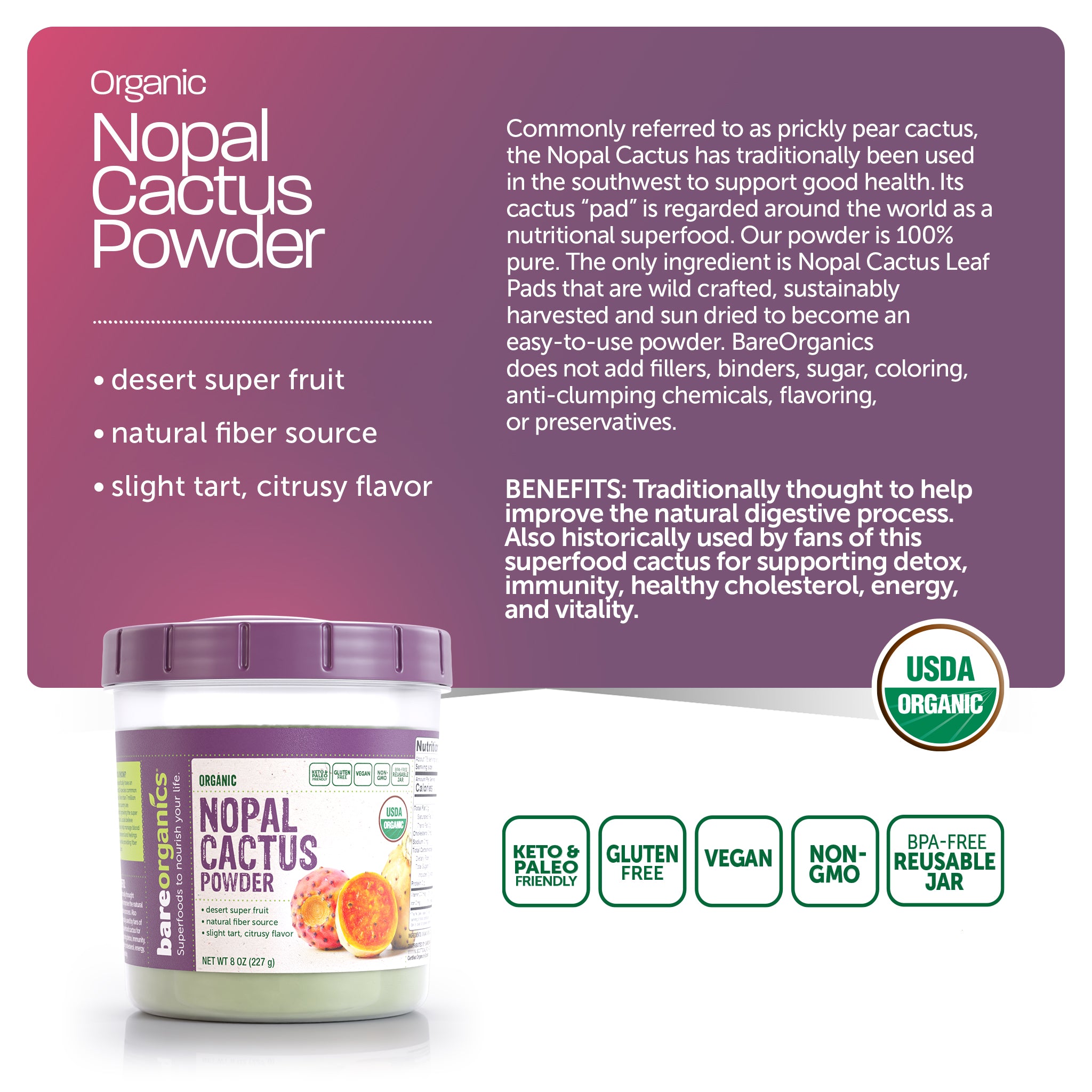 Organic Nopal Cactus Powder – BareOrganics.com
