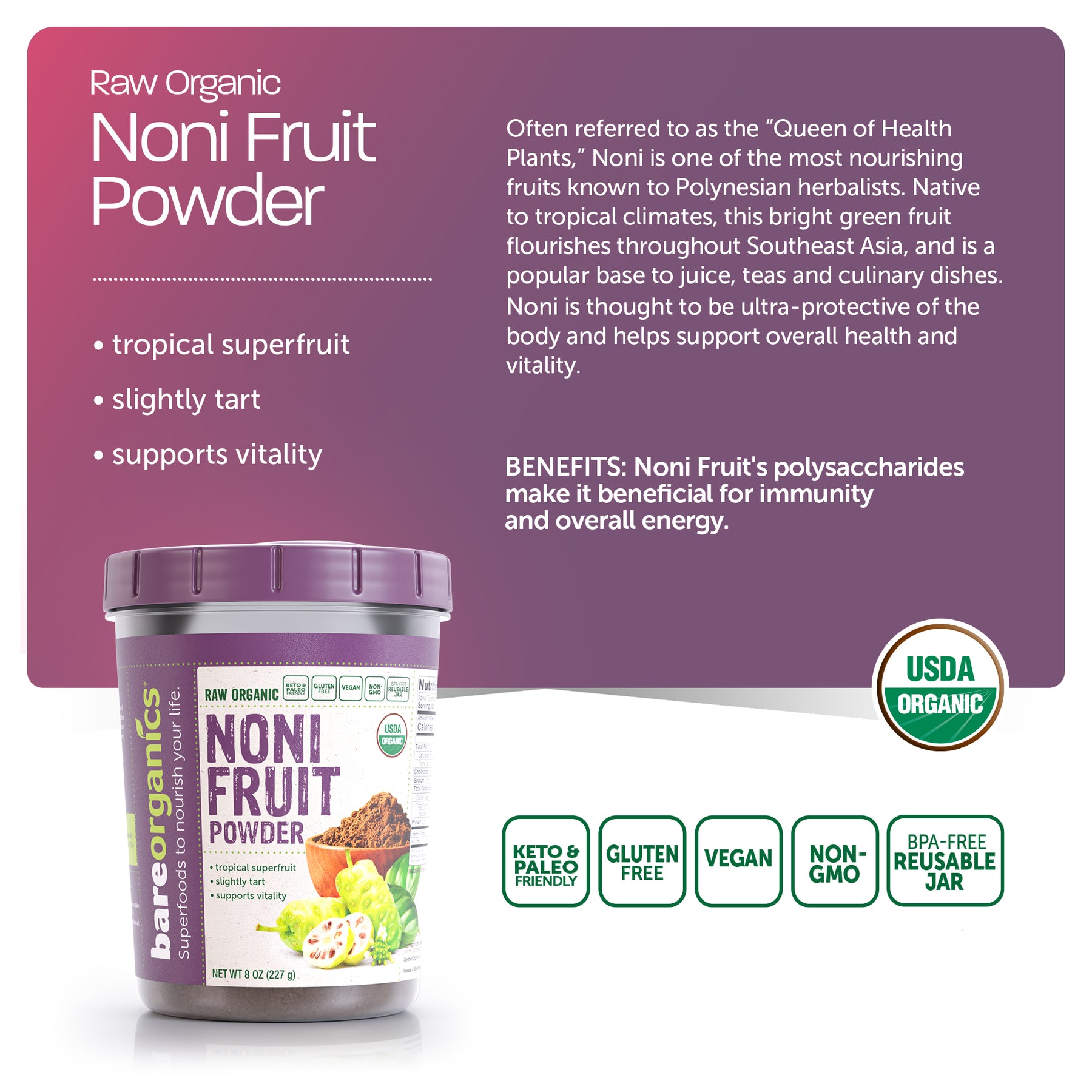Organic Noni Fruit Powder – BareOrganics.com