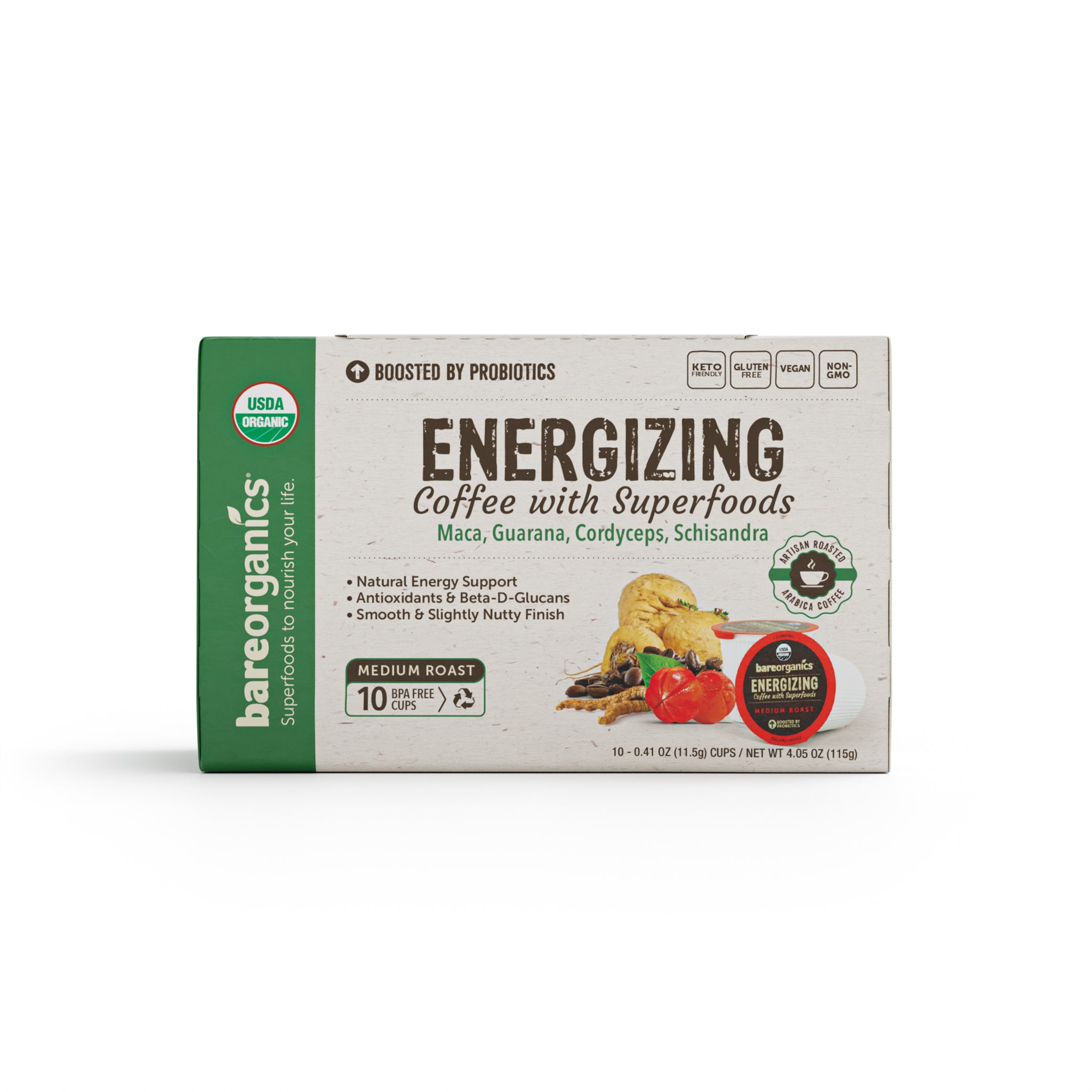 Organic Energizing Coffee With Superfoods (10ct Single Serve Cups ...