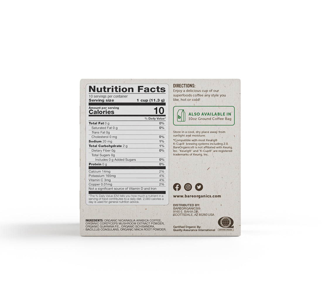 Organic Energizing Coffee With Superfoods (10ct Single Serve Cups ...