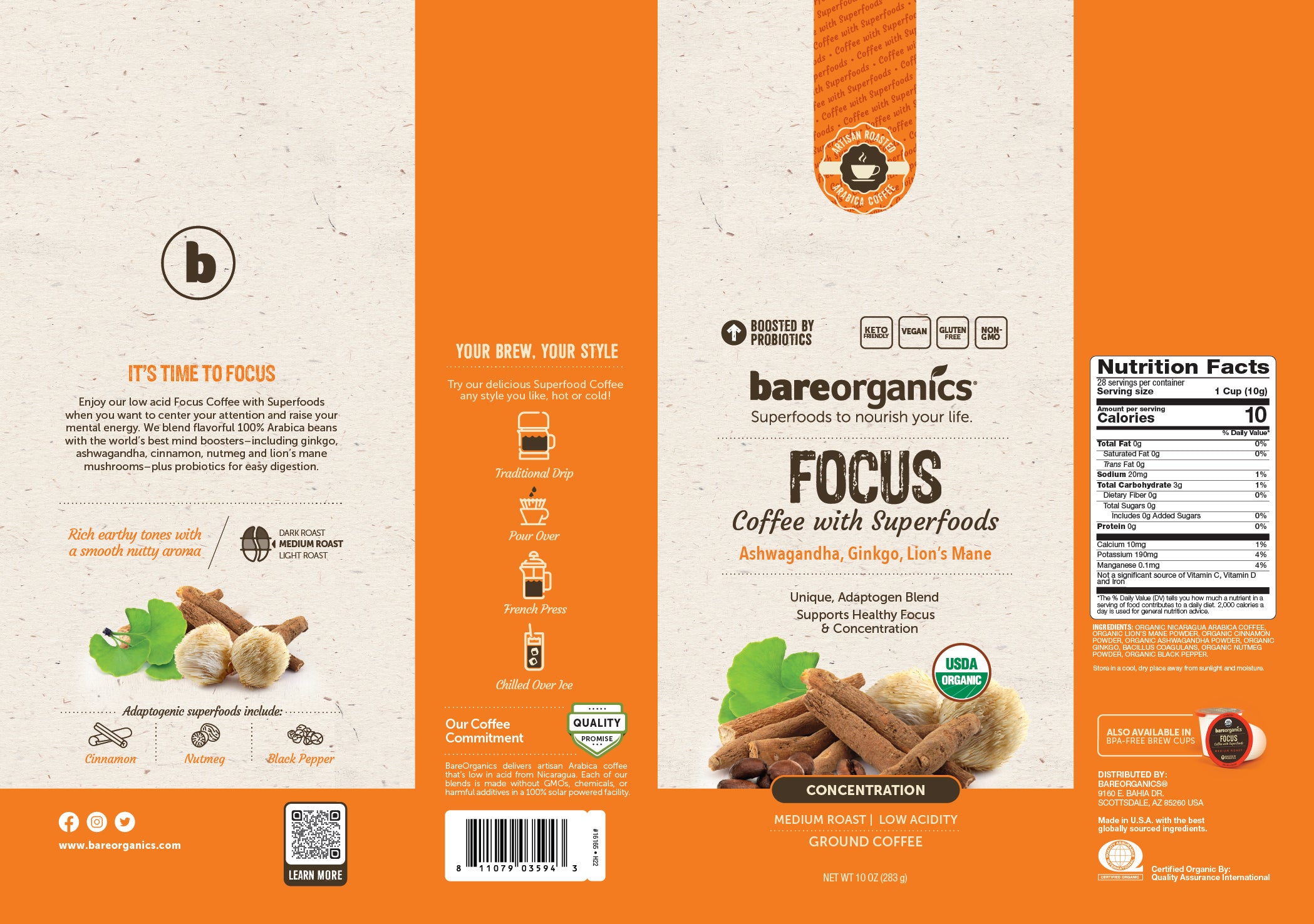 Organic Focus Coffee With Superfoods – BareOrganics.com