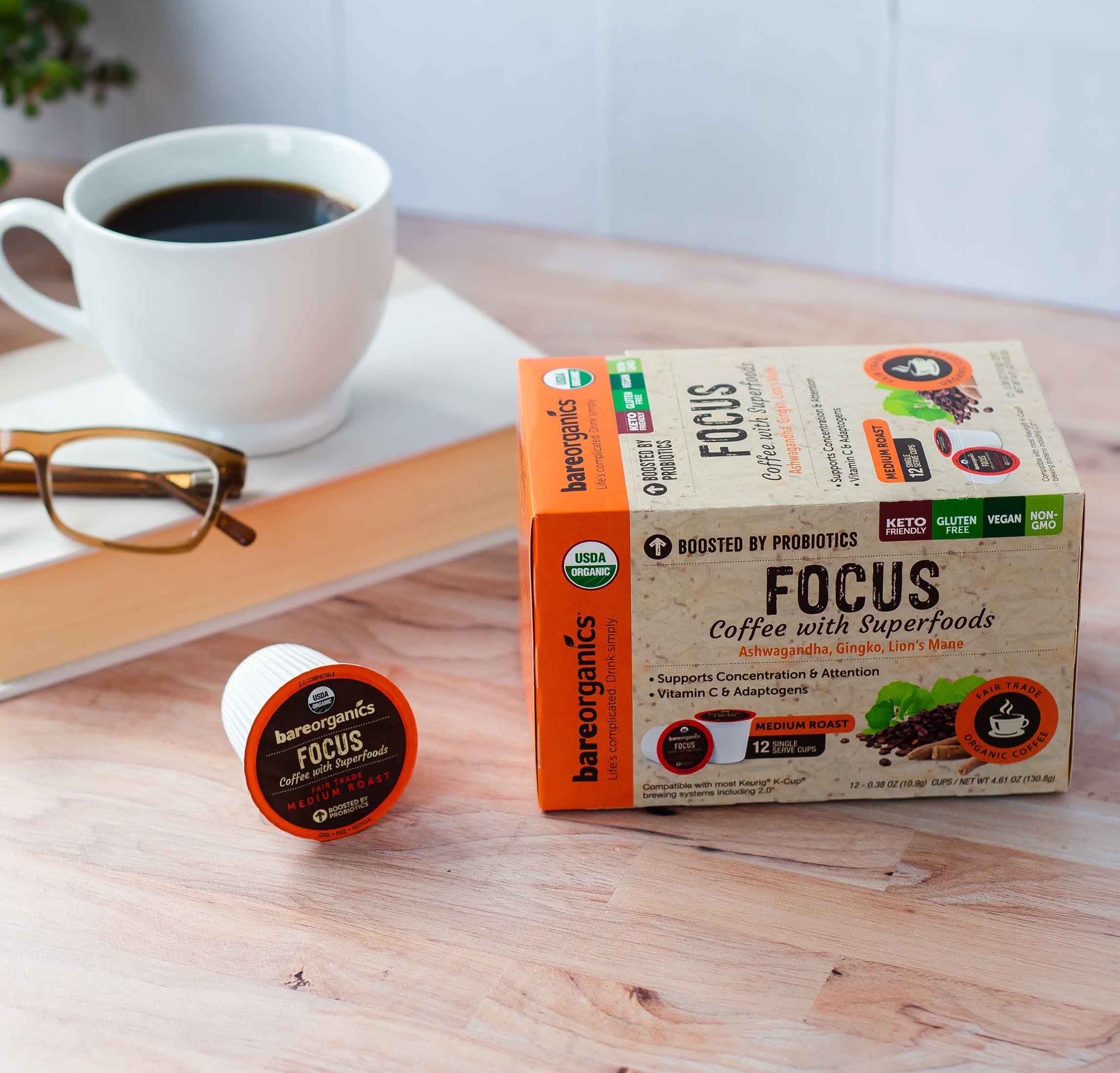Organic Focus Coffee With Superfoods (10ct Single Serve Cups ...